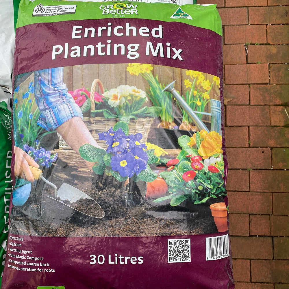 Grow Better Enriched Planting Mix AO CERT 30 litre – Bulleen Art and Garden